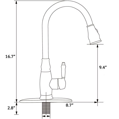 SHACO Antique Single Handle Pull Down Sprayer Oil Rubbed Bronze Kitchen Faucet, Farmhouse Kitchen Faucet Bronze with Deck Plate, Copper Kitchen Faucets for Sink 3 Hole or Single Hole