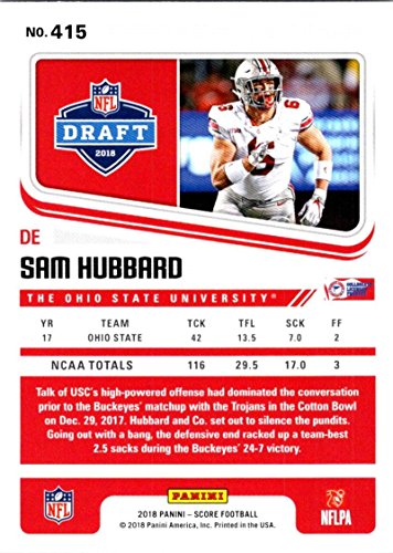 2018 Score #415 Sam Hubbard Ohio State Buckeyes Rookie RC Football Card