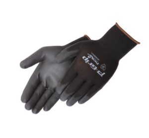 liberty p-grip ultra-thin polyurethane palm coated glove with 13-gauge nylon/polyester shell, medium, black (bulk case of 144), gorilla grip