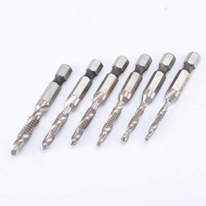 hohxen 6pcs drill tap combination bit set hss deburr countersink bit 1/4 hex shank tool kit