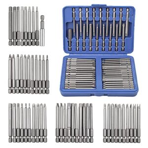 screwdriver bit set, sunsbell security bit set extra long magnetic driver kit, drill screwdriver bit set, screw driver bits with case, hex, star bits, square, spanner bits - 50pcs