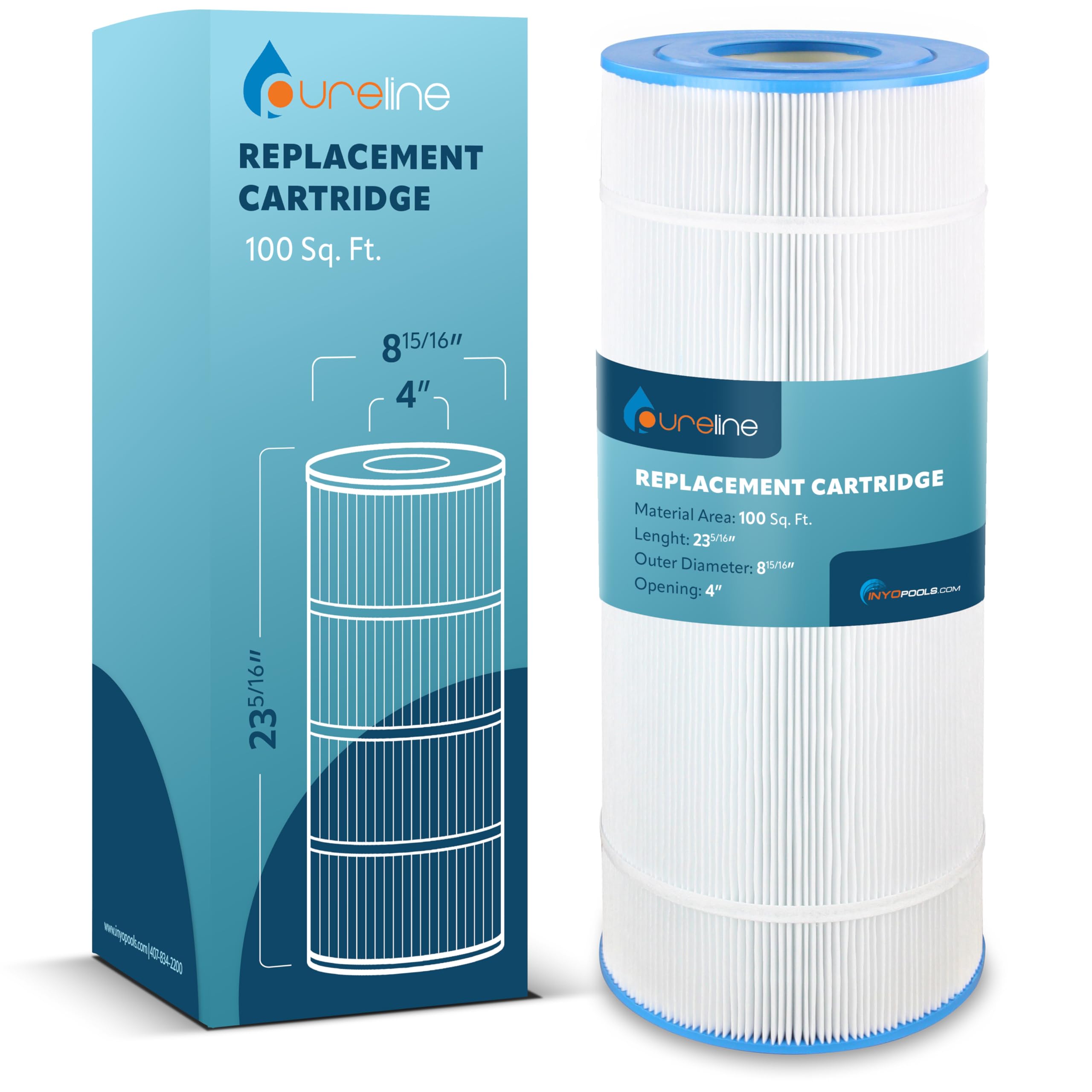 Pureline Pool Replacement Cartridge Filter, 100 Sq Ft, PL0126, Compatible with Jandy CS100