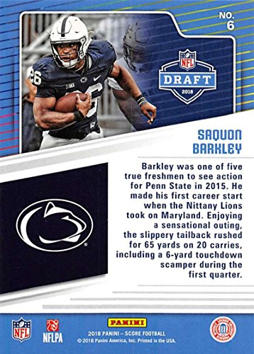 2018 Score NFL Draft #6 Saquon Barkley Penn State Nittany Lions Football Card