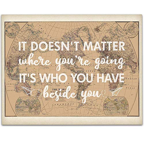 It Doesn't Matter Where You're Going - Classic Quote for Wedding Decorations, Travel Decor for Home, Couples Adventure Sign and Romantic Gift Idea, 11x14 Unframed Art Print Poster