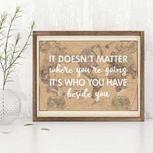 It Doesn't Matter Where You're Going - Classic Quote for Wedding Decorations, Travel Decor for Home, Couples Adventure Sign and Romantic Gift Idea, 11x14 Unframed Art Print Poster