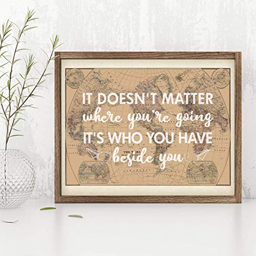 It Doesn't Matter Where You're Going - Classic Quote for Wedding Decorations, Travel Decor for Home, Couples Adventure Sign and Romantic Gift Idea, 11x14 Unframed Art Print Poster