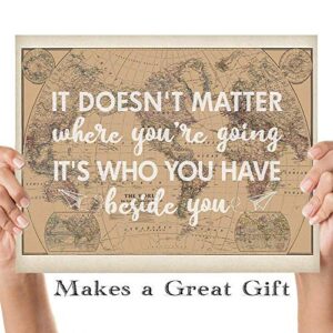 It Doesn't Matter Where You're Going - Classic Quote for Wedding Decorations, Travel Decor for Home, Couples Adventure Sign and Romantic Gift Idea, 11x14 Unframed Art Print Poster