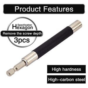 HOHXEN 3pcs 80/120/140mm 1/4" Hex Shank Bit Holder Extension Quick Change Screwdriver Connection Rod Adapter Sleeve