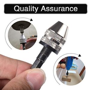 HOHXEN Keyless Mini 3-Jaw Drill Chuck Screwdriver Adapter with Quick-change 1/4" Hex Shank to Hold Straight-shank 0.3-3.6mm Drill Bits Milling Cutters for Micro-production, One Chuck (Not Three)