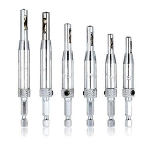 6pcs hinge drill bit,self centering hinge cabinet door wood drill bit set 5/64 7/64 9/64 11/64 13/64 1/4