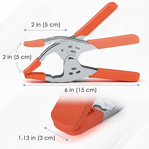 Houseables Spring Clamp, A Clamps, Hand Squeeze Clips, 6 Inch, Metal, 8 Pack, Orange, Heavy Duty, Large, Strong, Quick Grip, Strong Hardware Claps for Woodworking, Wood, Pony, Photography, Furniture