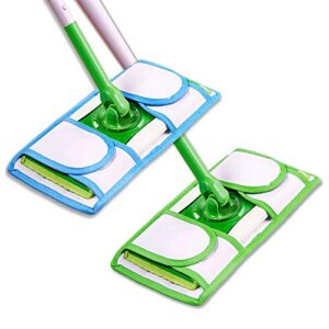 laminet durable reusable mop pads - set of 2 (1 ea green, 1 ea blue)