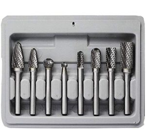 carbide burr set 8pcs jestuous 1/4 inch shank diameter double cut rotary files metal grinding polishing carving tool drill bits for die grinder kits