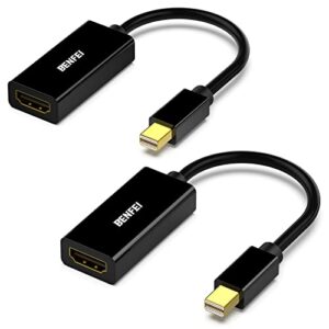 benfei displayport to hdmi adapter 2 pack, mini dp(thunderbolt) to hdmi converter gold-plated cord compatible for macbook pro, macbook air, mac mini, microsoft surface pro 3/4, etc