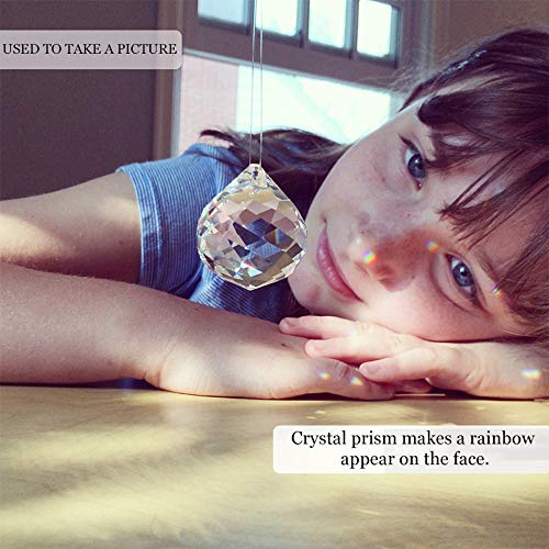 MerryNine 6 Pcs Clear Crystal Ball Prism Sun Shine Catcher Rainbow Pendants Maker, Hanging Crystals Prisms for Windows, for Feng Shui, for Gift (1.6"/40mm 6Pack)