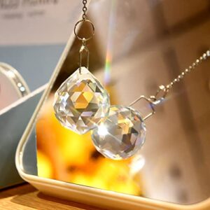 MerryNine 6 Pcs Clear Crystal Ball Prism Sun Shine Catcher Rainbow Pendants Maker, Hanging Crystals Prisms for Windows, for Feng Shui, for Gift (1.6"/40mm 6Pack)