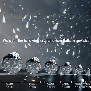 MerryNine 6 Pcs Clear Crystal Ball Prism Sun Shine Catcher Rainbow Pendants Maker, Hanging Crystals Prisms for Windows, for Feng Shui, for Gift (1.6"/40mm 6Pack)