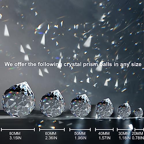 MerryNine 6 Pcs Clear Crystal Ball Prism Sun Shine Catcher Rainbow Pendants Maker, Hanging Crystals Prisms for Windows, for Feng Shui, for Gift (1.6"/40mm 6Pack)