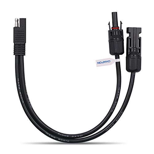 CHAFON Solar Panel Connector to SAE Adapter Cable 10AWG, Solar to SAE Cable PV Extension Wire, 11.8IN 50Amps for Solar Panels Rv Caravan Battery Charger Kit