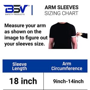 BSV Kevlar Cut, Scratch, Stab, Bite, Heat Resistant Mechanic Arm Protection Sleeves with Finger Opening -Unisex- 18 Inches, Black,1 Pair