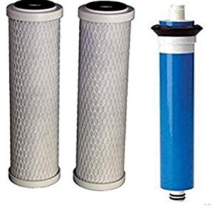 CFS – 3 Pack Water Filter Set Includes Carbon Filter Cartridges and Membrane Compatible with GE FX12P, FX12M, GXRM10RBL Models – Whole House Replacement Reverse Osmosis Filtration System