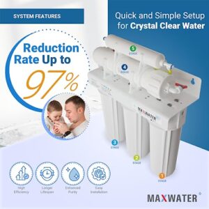 Max Water 5 Stage 50 GPD (Gallon Per Day) RO (Reverse Osmosis) Standard Water Filtration System + Faucet + Heavy Duty Tank - Under-Sink/Wall Mount - Model: RO-5W7