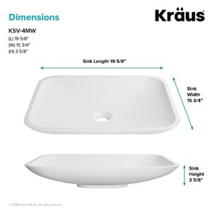 Kraus KSV-4MW Natura Bathroom Sink, Rectangular 19.6 x 15.7 inch