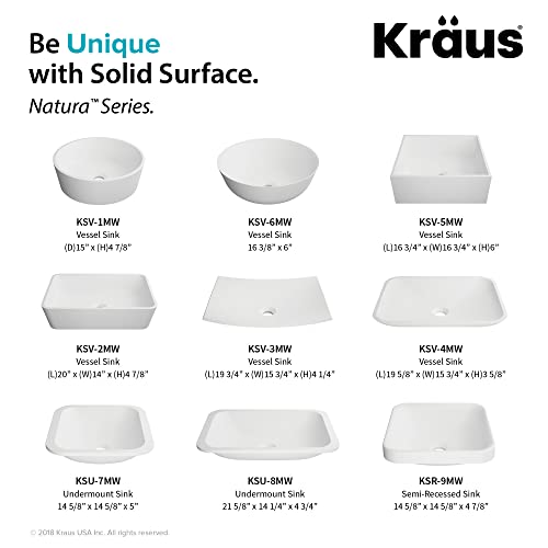 Kraus KSV-4MW Natura Bathroom Sink, Rectangular 19.6 x 15.7 inch