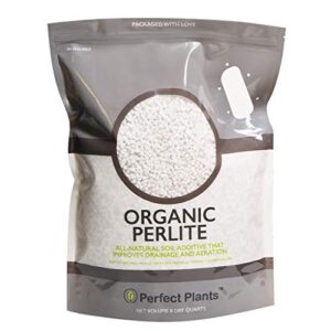 organic perlite by perfect plants — add to soil for indoor & outdoor container plants for drainage management and enhanced growth (8qts.)