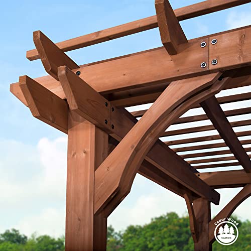 Backyard Discovery 14x10 ft All Cedar Wood Pergola, Durable, Quality Supported Structure, Snow and Wind Supported, Rot Resistant, Backyard, Deck, Garden, Patio, Outdoor Entertaining