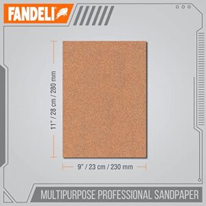 Fandeli | Multi-Purpose Sanding Paper | Assorted Grits (80,120,220) | 25 Sheets of 9'' x 11'' | Perfect for Sanding Metal and Sanding Wood | Hand Sanding | Orbital Sanders