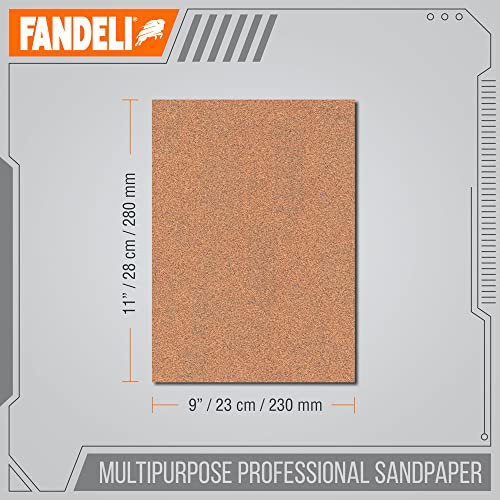 Fandeli | Multi-Purpose Sanding Paper | Assorted Grits (80,120,220) | 25 Sheets of 9'' x 11'' | Perfect for Sanding Metal and Sanding Wood | Hand Sanding | Orbital Sanders