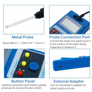 Homend LCD Gaussmeter Tesla Meter WT10A Surface Magnetic Field Tester with Ns Function + Metal Probe