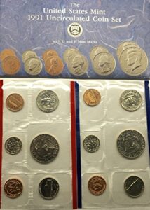 1991 p d us mint set 10 pieces comes in us mint packaging brillent uncirculated