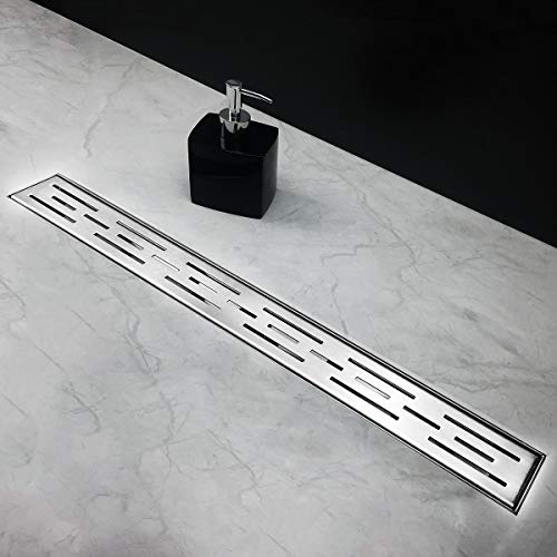 Neodrain 24 Inch Rectangular Linear Shower Drain with Brick Pattern Grate, Brushed 304 Stainless Steel Bathroom Floor Drain,Shower Floor Drain Includes Adjustable Leveling Feet