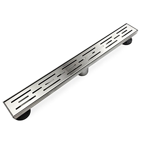 Neodrain 24 Inch Rectangular Linear Shower Drain with Brick Pattern Grate, Brushed 304 Stainless Steel Bathroom Floor Drain,Shower Floor Drain Includes Adjustable Leveling Feet