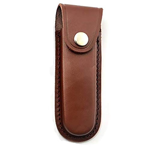 Aibote Folding Blade Knife Sheath Hunting Holster Carrying Leather Holder Sheaths Scabbard Pouch Bag for Swiss Army Knife Tactical Foldable Knives (Brown)