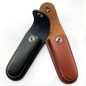 Aibote Folding Blade Knife Sheath Hunting Holster Carrying Leather Holder Sheaths Scabbard Pouch Bag for Swiss Army Knife Tactical Foldable Knives (Brown)