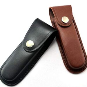 Aibote Folding Blade Knife Sheath Hunting Holster Carrying Leather Holder Sheaths Scabbard Pouch Bag for Swiss Army Knife Tactical Foldable Knives (Brown)