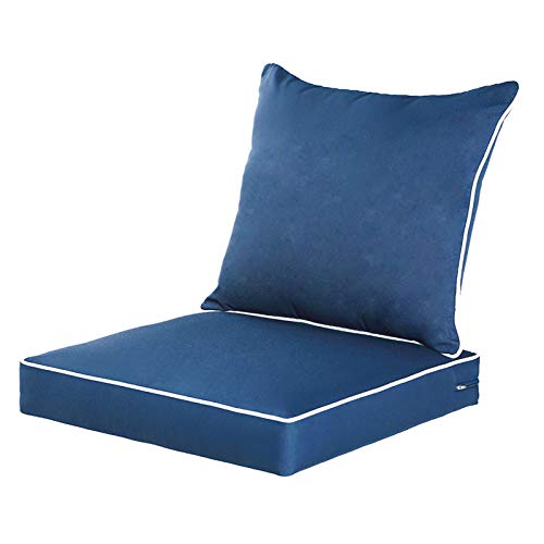 QILLOWAY Outdoor/Indoor Furniture Cushions Set,Replacement Deep Seat Cushion for All Weather Patio Chair Furniture (Navy Blue)