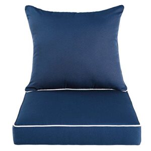 QILLOWAY Outdoor/Indoor Furniture Cushions Set,Replacement Deep Seat Cushion for All Weather Patio Chair Furniture (Navy Blue)