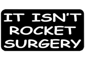 3 pack it isn't rocket surgery funny work hard hat biker helmet stickers decals toolbox 1"x 2"