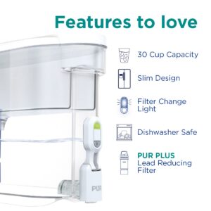 PUR PLUS Large Filtered Water Dispenser, 30 Cup – Includes 1 PUR PLUS Water Pitcher Filter, 1 Count (Pack of 1)