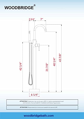 WOODBRIDGE F 0001 F0001BN Faucet, (L) 10 3/4" x (W) 6-1/4" x (H) 43-7/8, Brushed Nickel