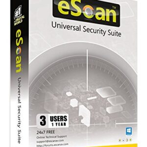 eScan Universal Security Suite Internet Security Includes Parental Control PC Cloud Backup Dark Web Monitoring Complete Antivirus Software 3 OS license [3 Devices 1 Year PC/Mac/Android/Linux/iPhone]