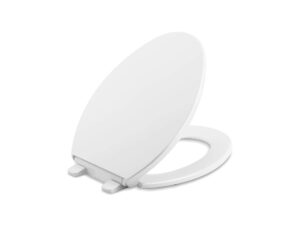 kohler k-20110-0 brevia elongated toilet seat with grip-tight bumpers, quiet-close seat, quick-attach hardware, white