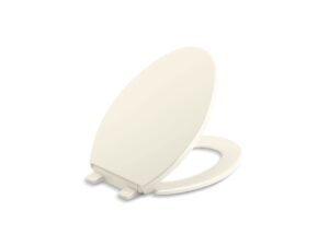 kohler k-20110-96 brevia elongated toilet seat with grip-tight bumpers, quiet-close seat, quick-attach hardware, biscuit