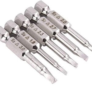 Bestgle 5pcs S2 Steel Magnetic Triangle Head Screwdriver Bits Tip Set 1.8mm, 2mm, 2.3mm, 2.7mm, 3mm, 1/4 Inch Hex Shank, 50mm Length