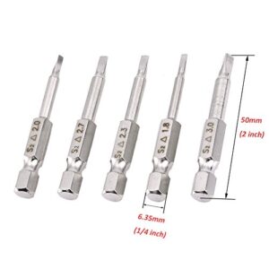 Bestgle 5pcs S2 Steel Magnetic Triangle Head Screwdriver Bits Tip Set 1.8mm, 2mm, 2.3mm, 2.7mm, 3mm, 1/4 Inch Hex Shank, 50mm Length