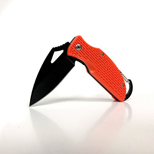 AttractionOil Gifts Survival Orange Pocket Knife With Fire Starter & Carabiner Clip